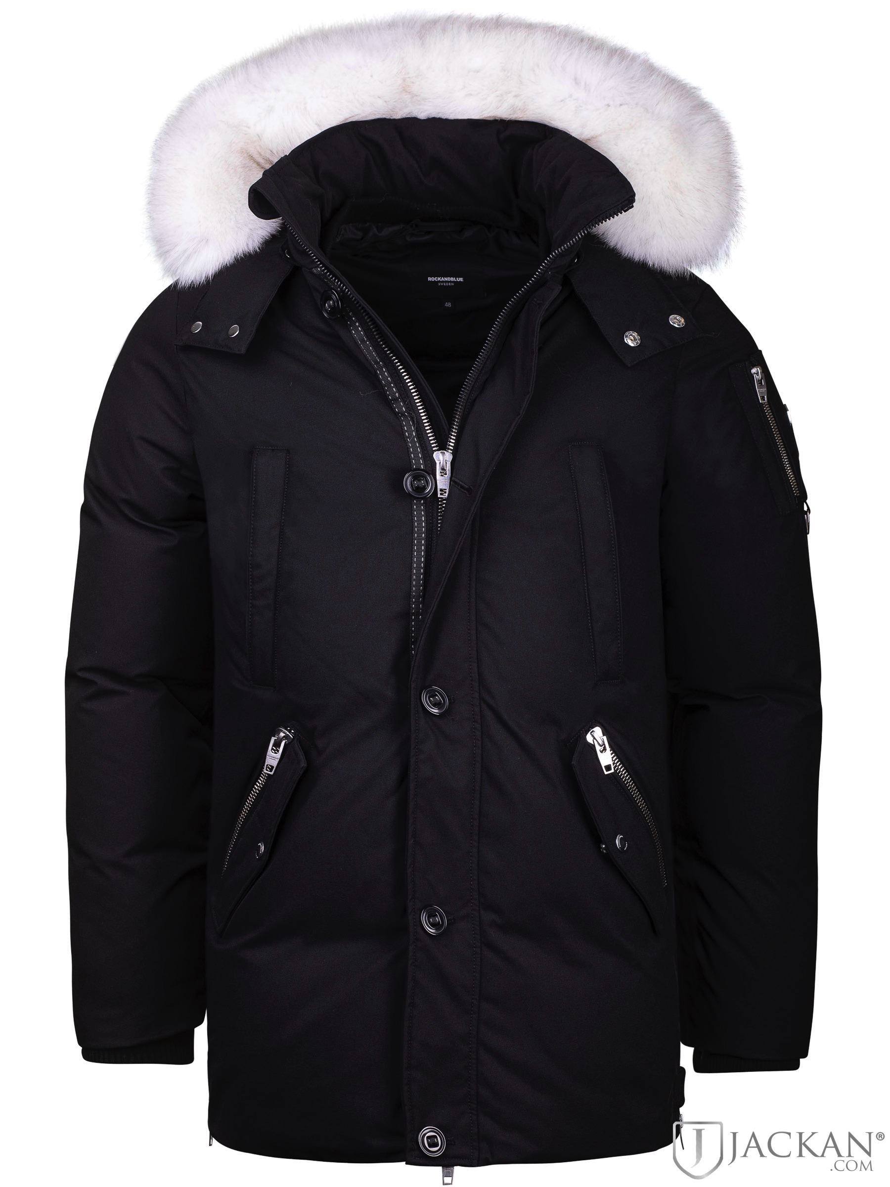 Jaxon Parka i svart med vit päls från Rockandblue | Jackan.com